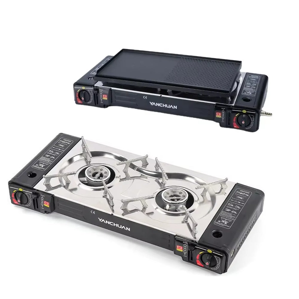 2 Burner Butane Countertop Stove, Portable Adjustable Burners with ...
