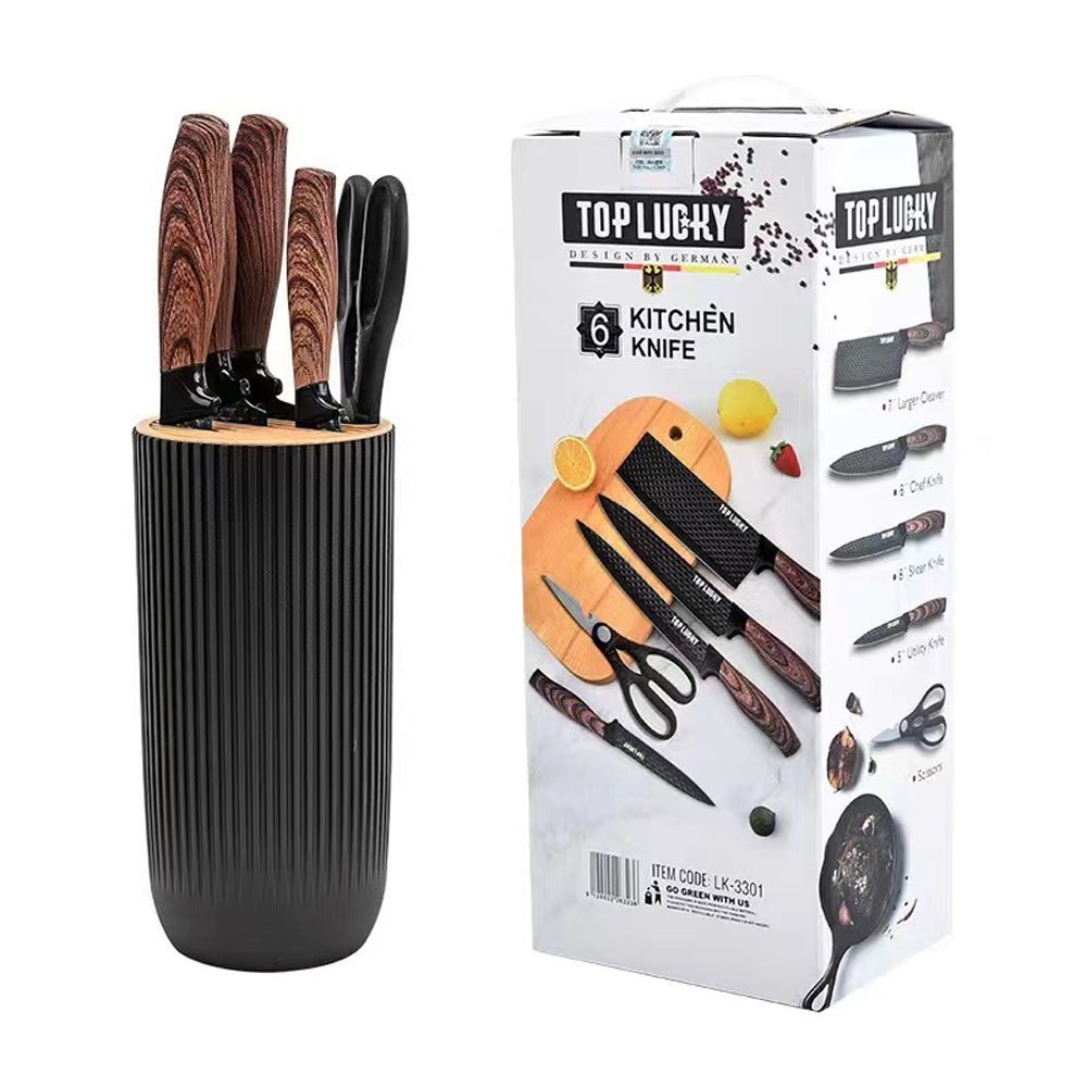 6-Piece Khaki Kitchen Knife Set, Non-Stick Stainless Steel Blades with ...