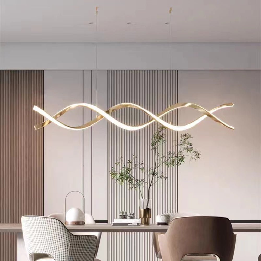 Modern Minimalist Titanium Gold Pendant Light Adjustable LED Chandelier ...