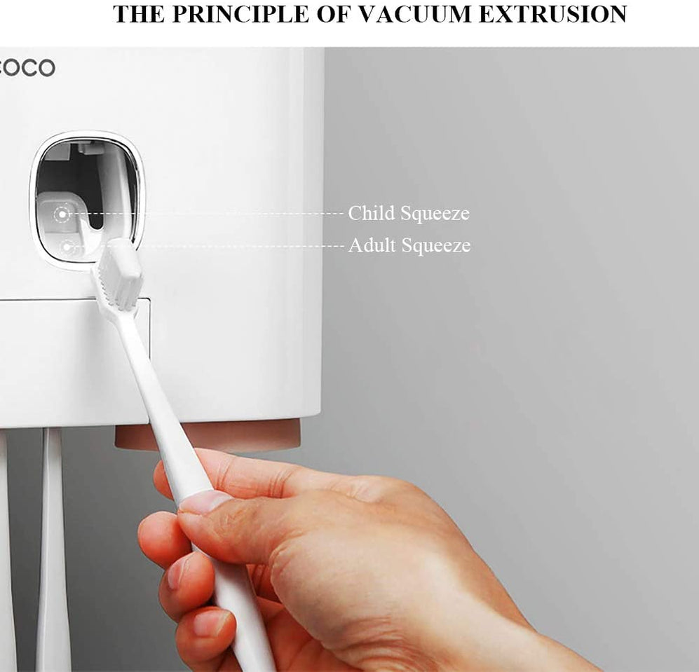 Ecoco Wall-Mounted Toothbrush Holder with 2 Toothpaste Dispensers 4 ...