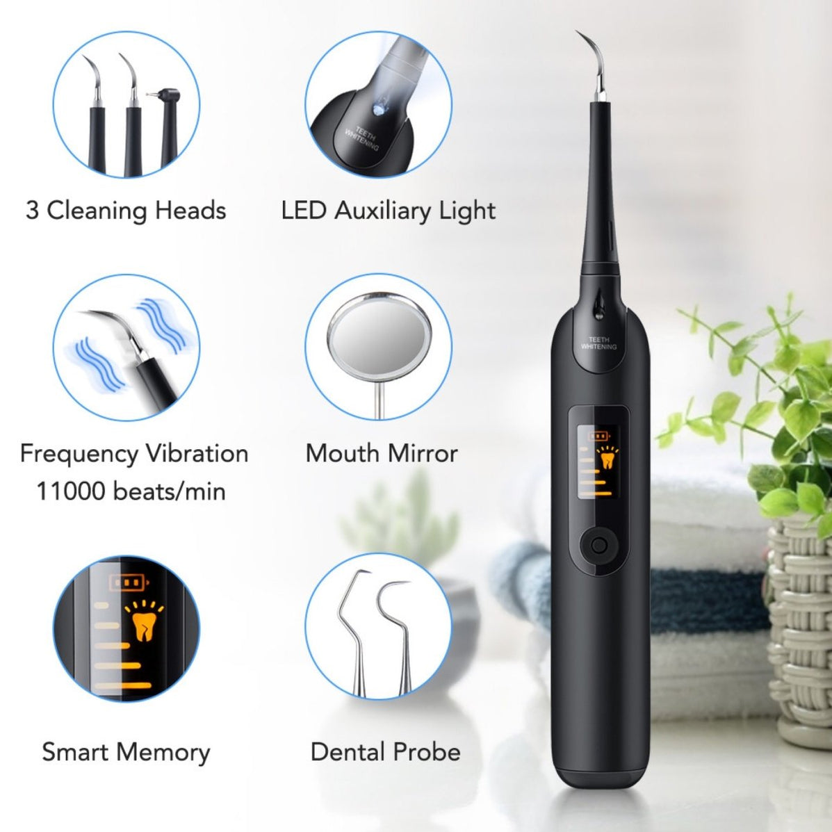 Electric Ultrasonic Dental Tartar Plaque Calculus Tooth Remover Set ...