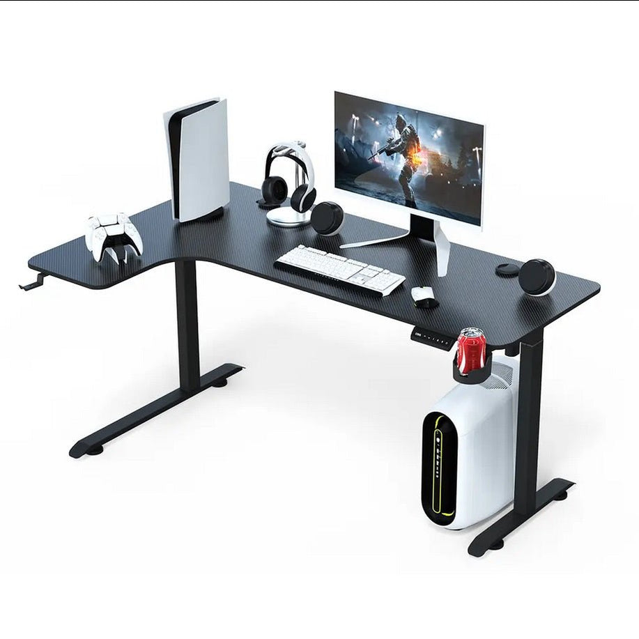 Height Adjustable Electric Office/Gaming Desk with L-shaped Desktop for ...