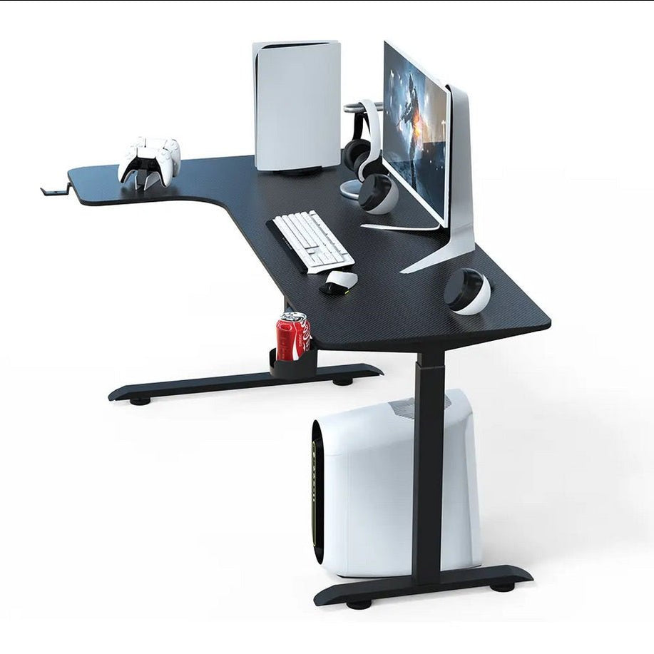 Height Adjustable Electric Office/Gaming Desk with L-shaped Desktop for ...