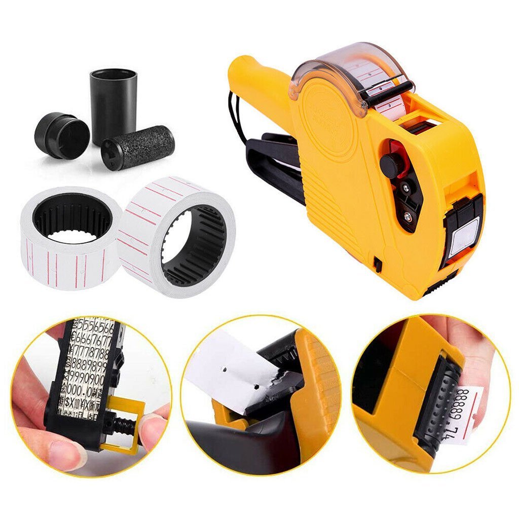 Price Tag Gun Labeller Pricing with 2 Rolls Labels and Inks Roller ...